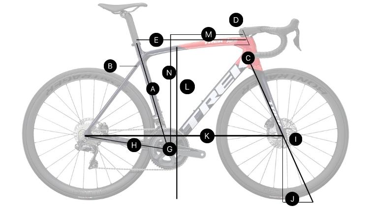 Trek Emond Bike Frame Size Diagram and Chart with Metric CM and Inches ...